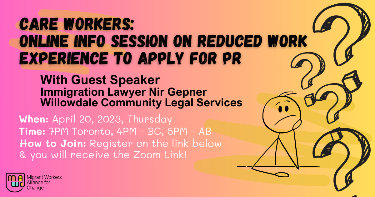 Care Workers: Online Info Session on Reduced Work Experience to Apply ...